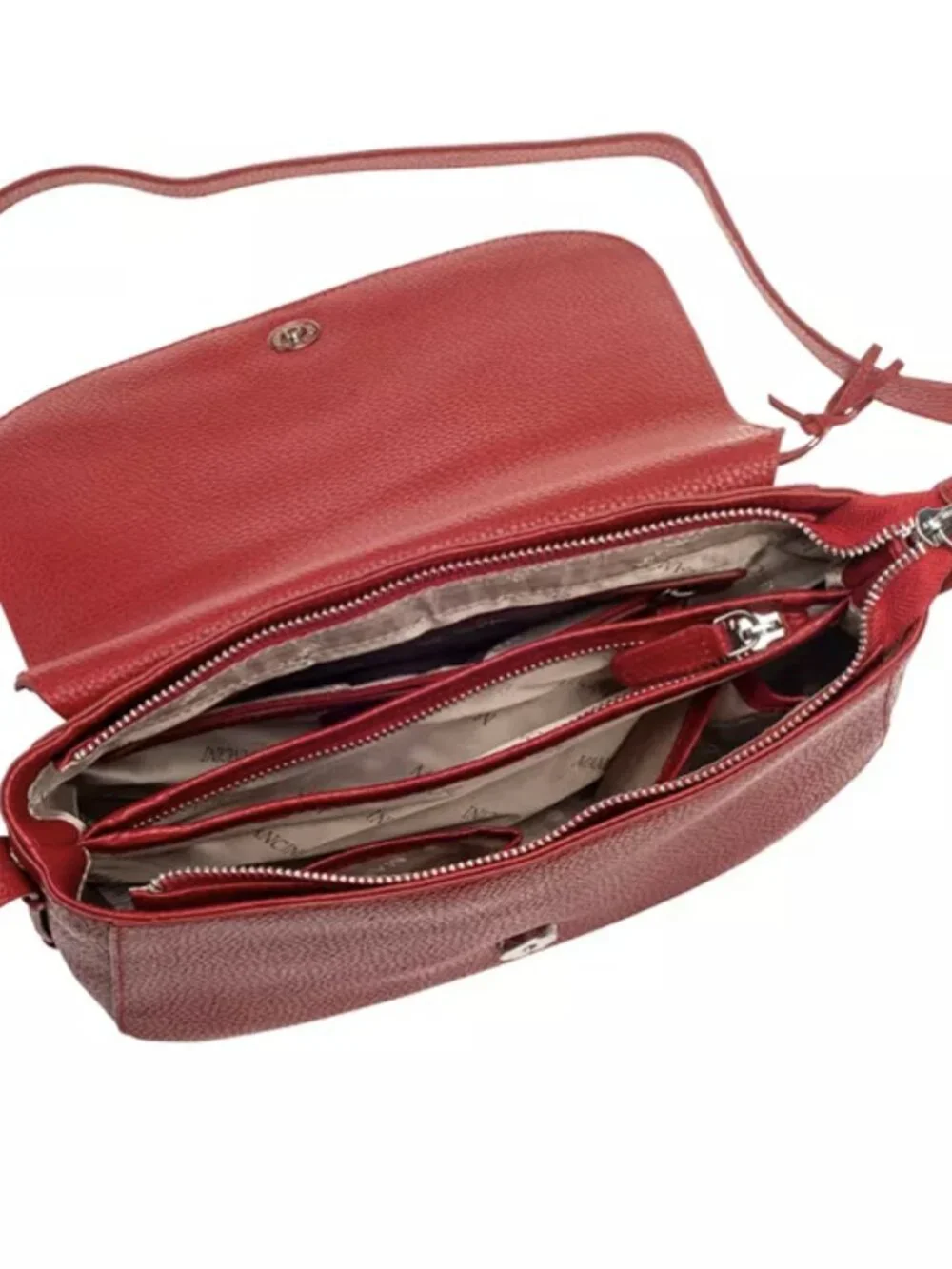 MANCINI | Bags | Mancini Amy Small Pebbled Leather Crossbody Bag Red S ...